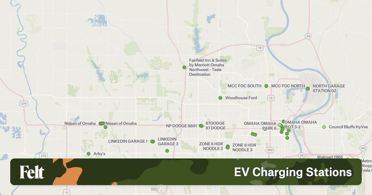 Electric Vehicle Charging Stations in the city of Omaha, Nebraska
