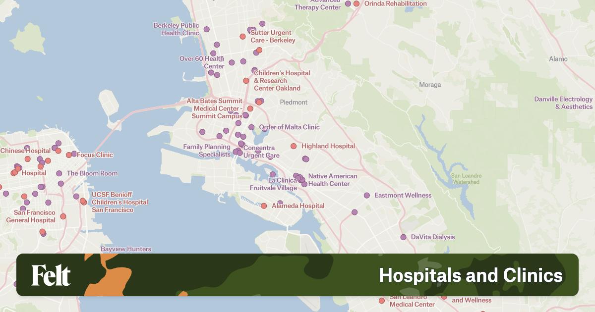 Hospitals and clinics in the city of Oakland, California