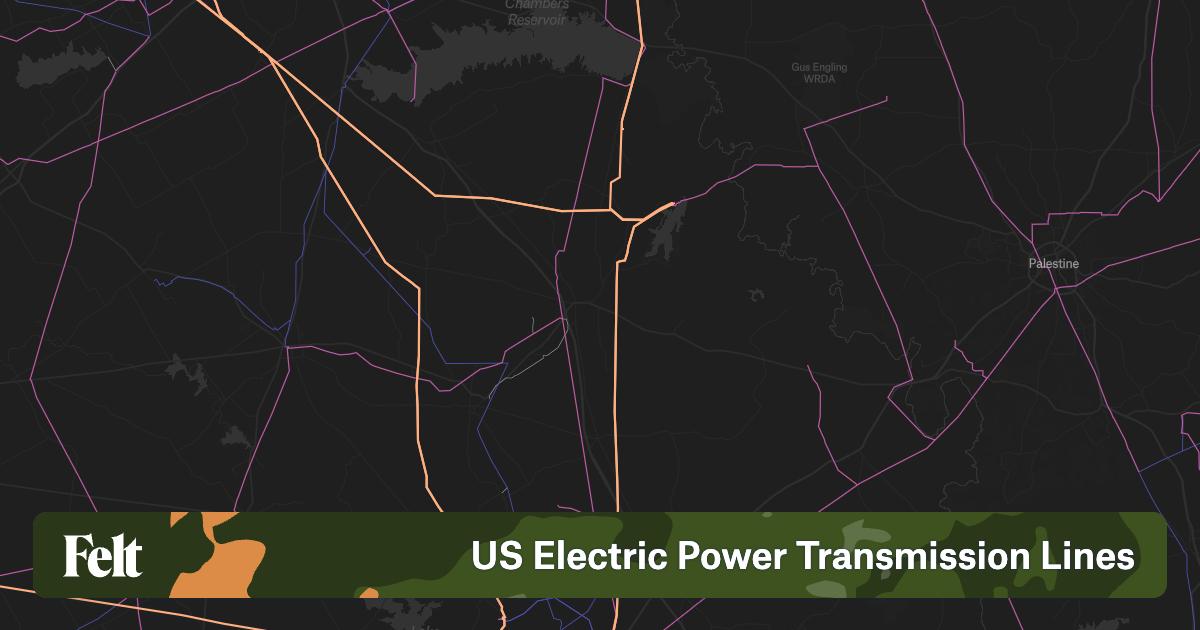 US Electric Power Transmission Lines in Freestone County, Texas