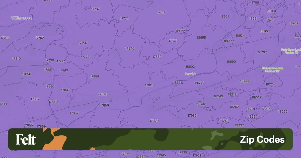 ZIP Codes in Columbia County, Pennsylvania