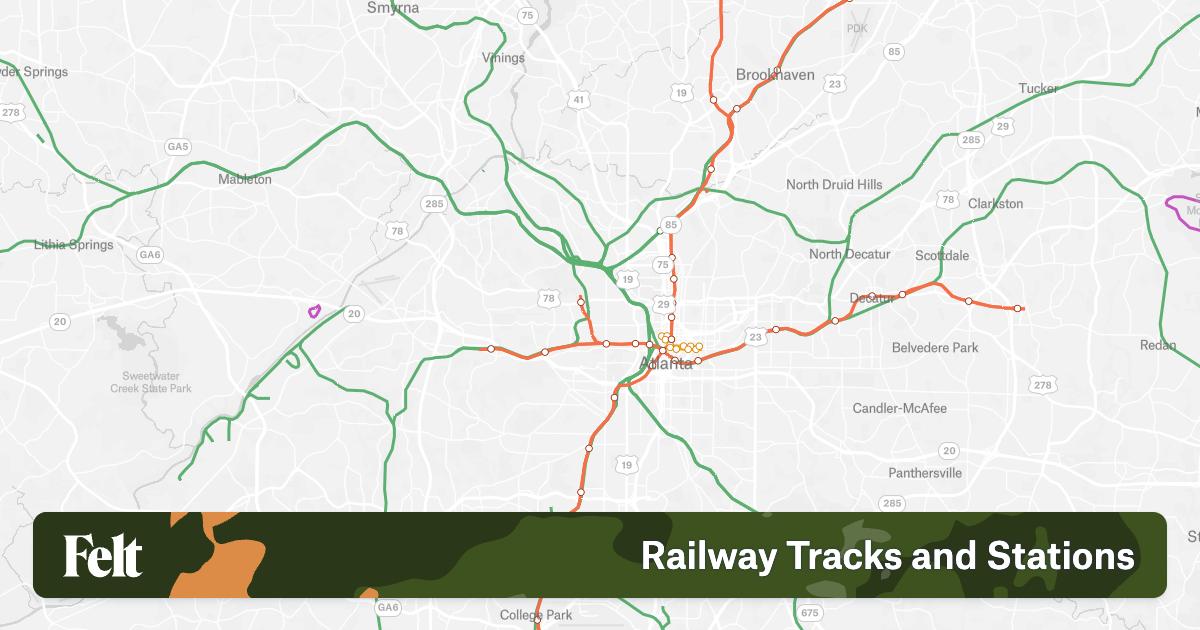 Railway Tracks and Stations in the city of Atlanta, Georgia