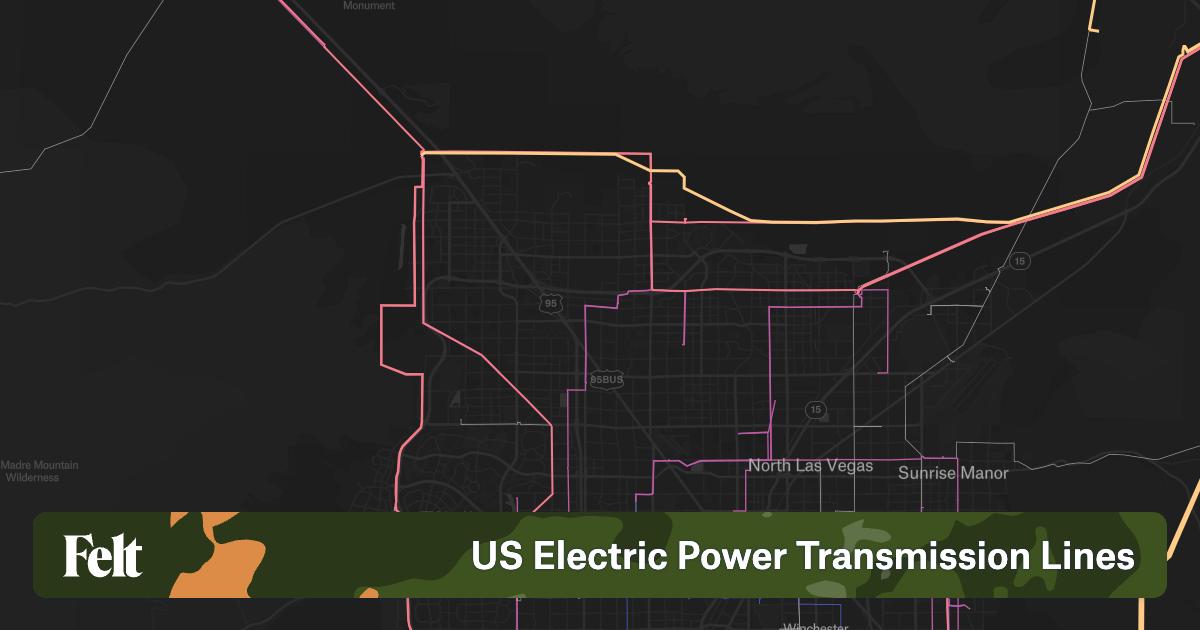 US Electric Power Transmission Lines in the city of Las Vegas, Nevada