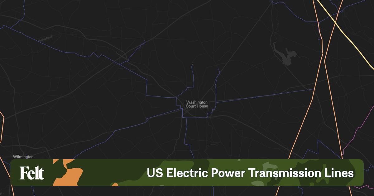 US Electric Power Transmission Lines in Fayette County, Ohio