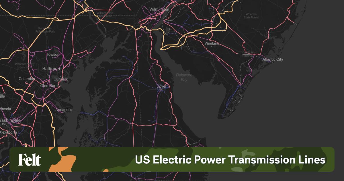 US Electric Power Transmission Lines in Delaware
