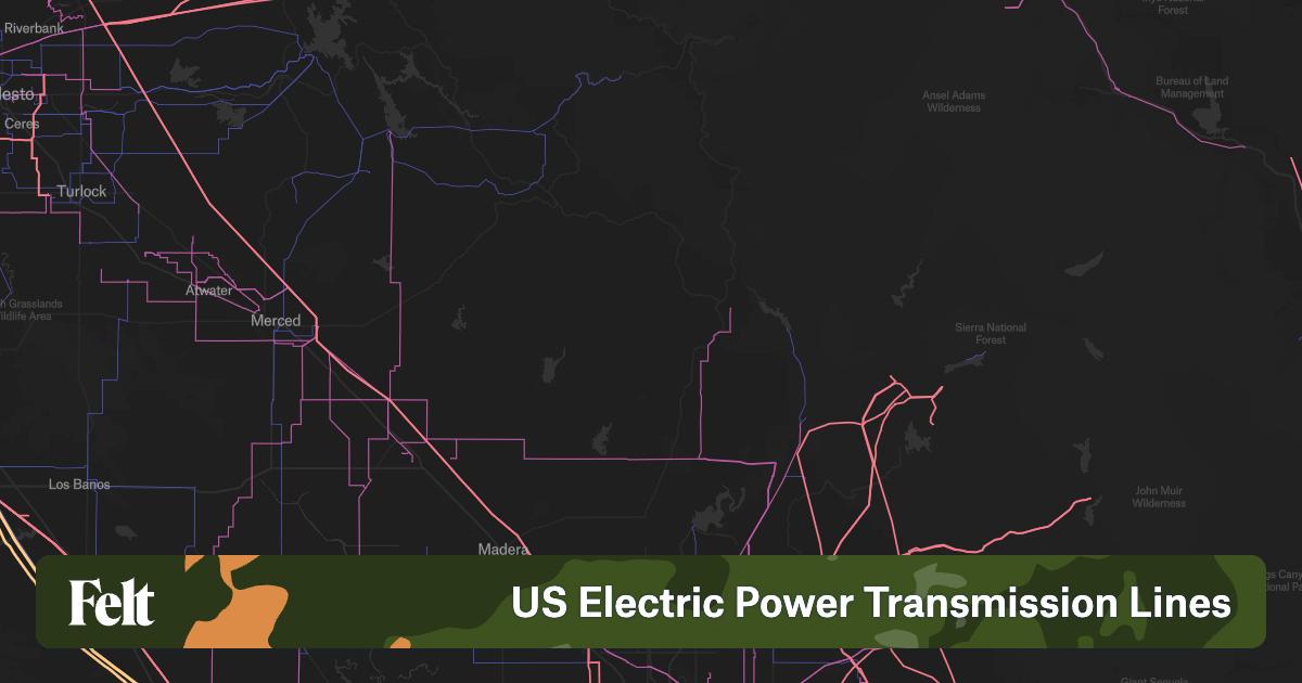 US Electric Power Transmission Lines in Madera County, California