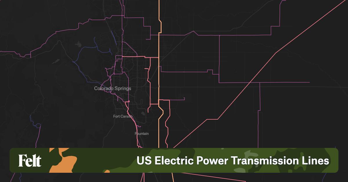 US Electric Power Transmission Lines in El Paso County, Colorado