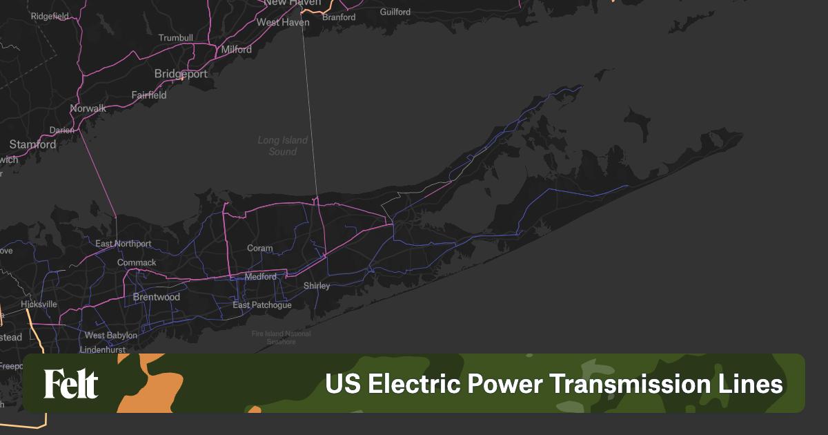 US Electric Power Transmission Lines in Suffolk County, New York