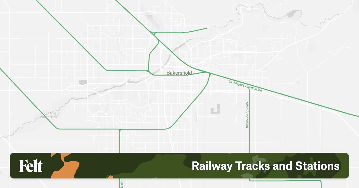 Railway Tracks and Stations in the city of Bakersfield, California