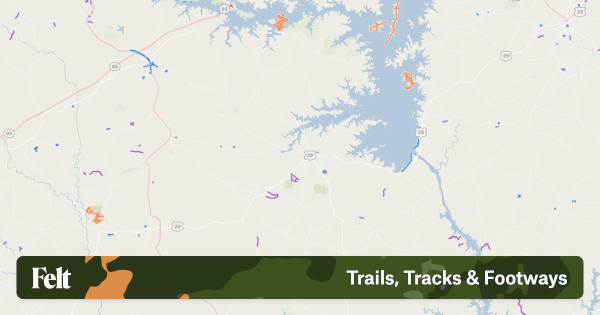 Trails, tracks & footways in Hart County, Georgia