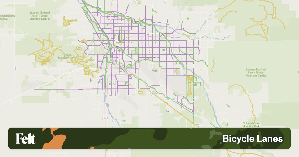 Bicycle Lanes in the city of Tucson, Arizona