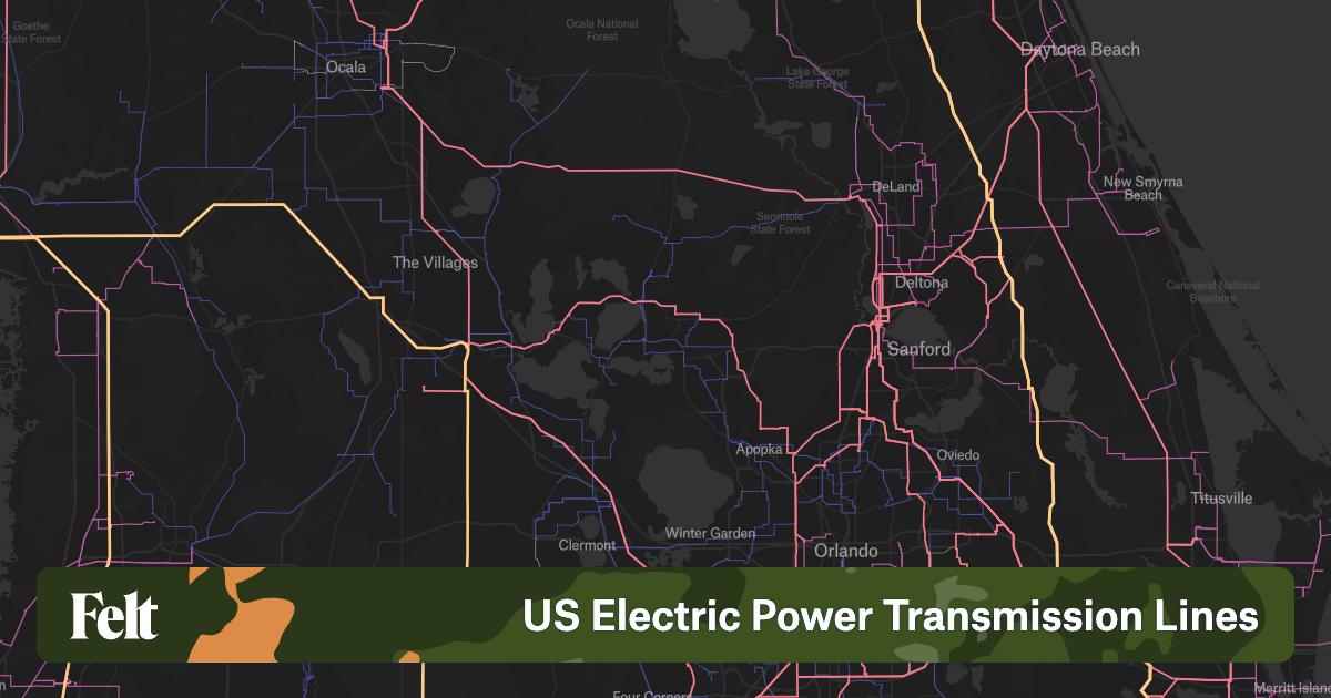 US Electric Power Transmission Lines in Lake County, Florida