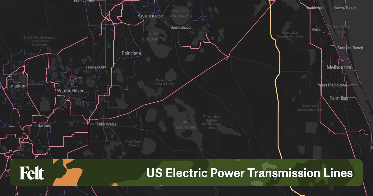 US Electric Power Transmission Lines in Osceola County, Florida