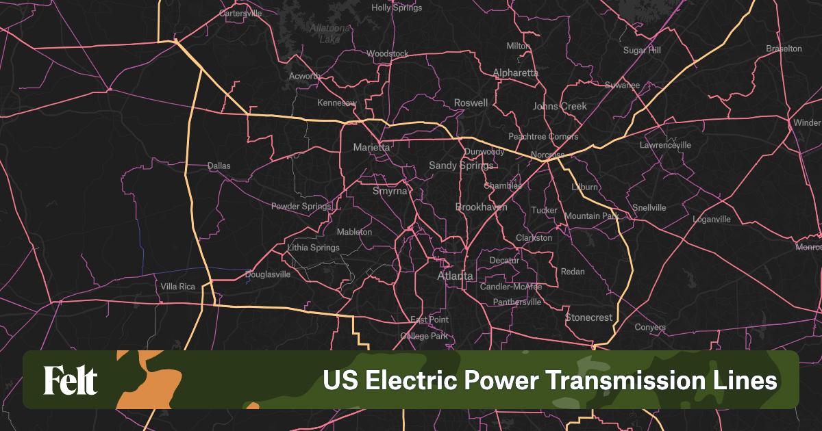 US Electric Power Transmission Lines in Fulton County, Georgia