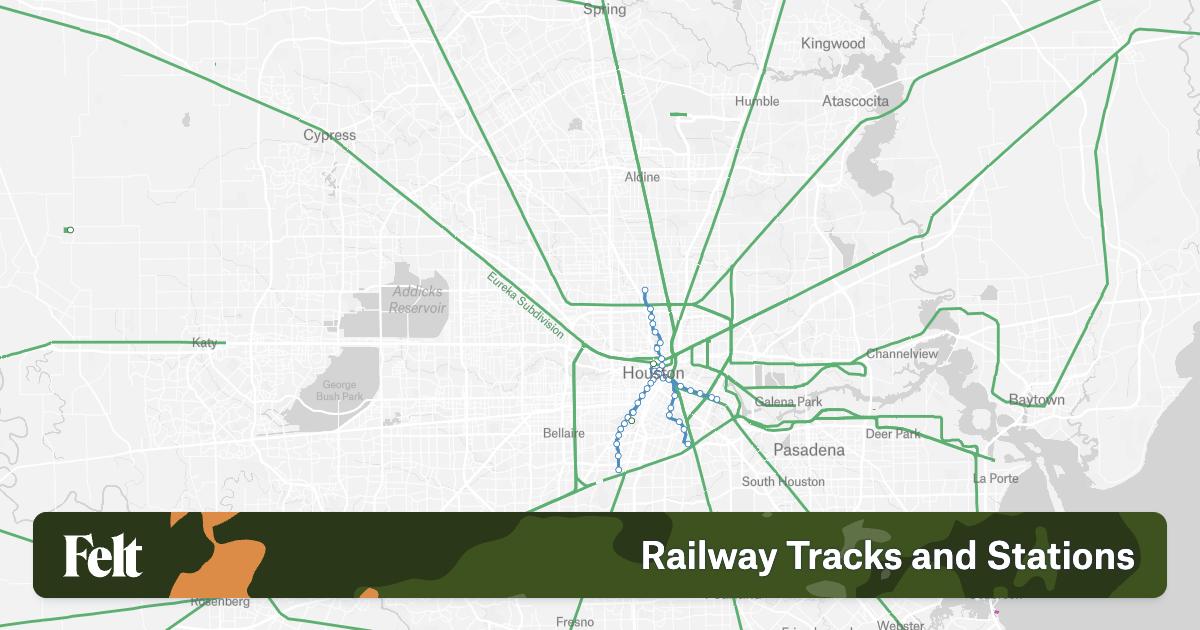 Railway Tracks and Stations in the city of Houston, Texas