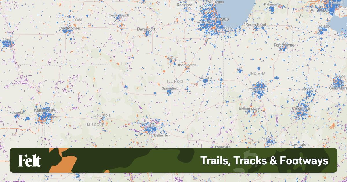 Trails, tracks & footways in Illinois