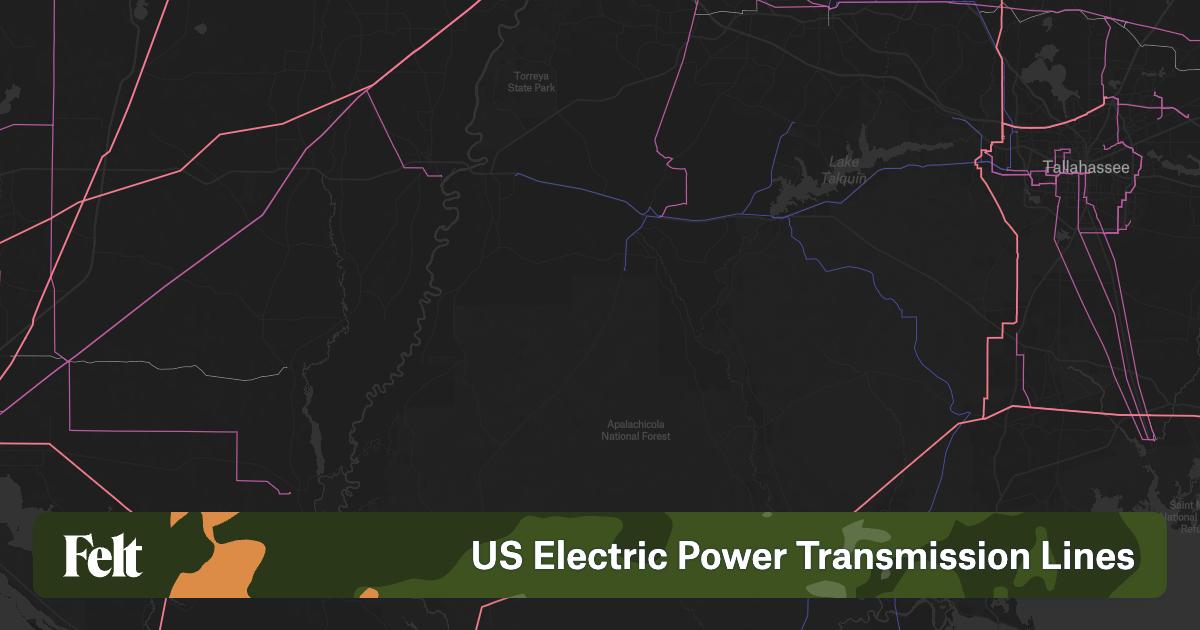 US Electric Power Transmission Lines in Liberty County, Florida