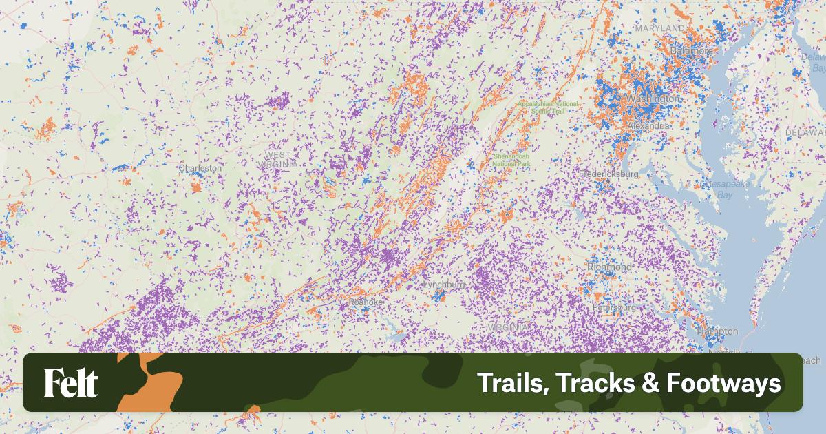 Trails, tracks & footways in Virginia