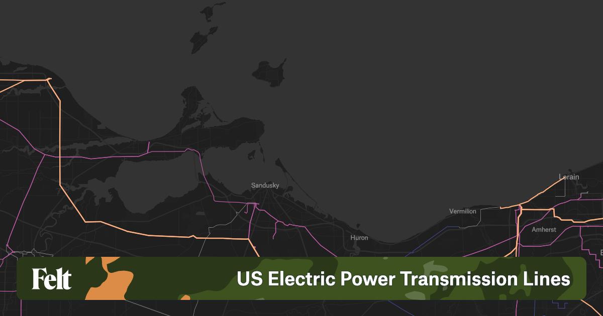 US Electric Power Transmission Lines in Erie County, Ohio