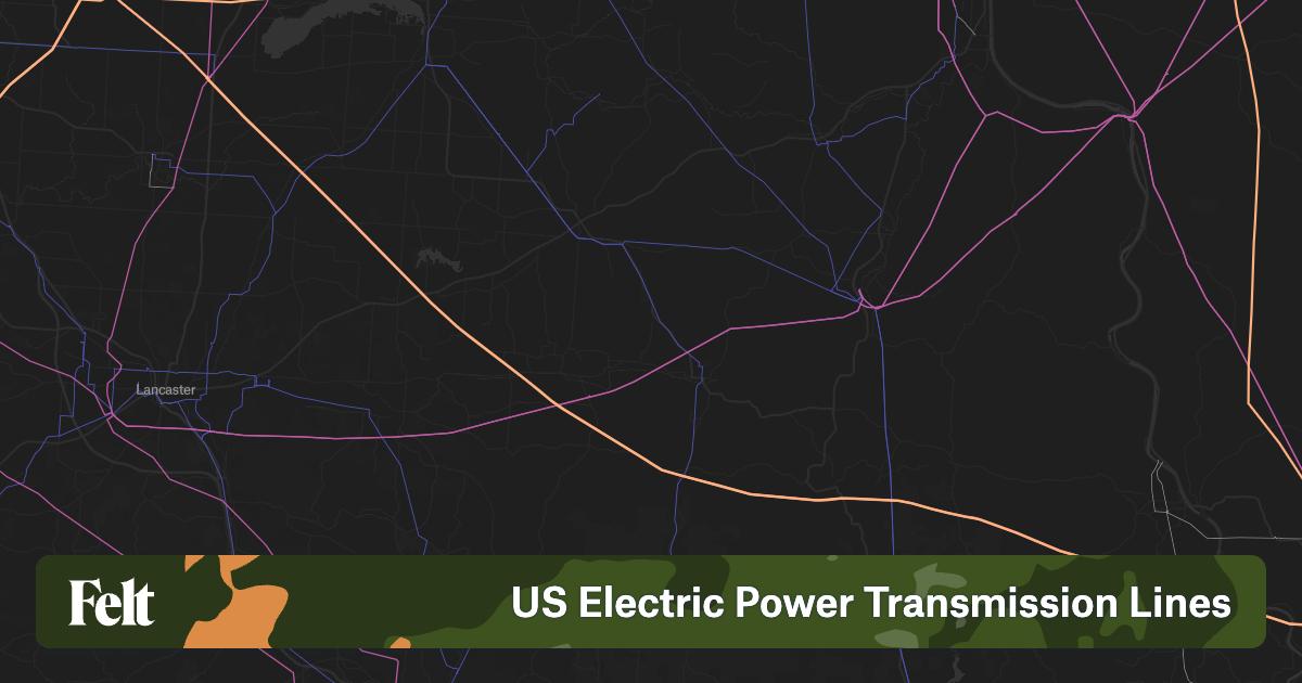 US Electric Power Transmission Lines in Perry County, Ohio