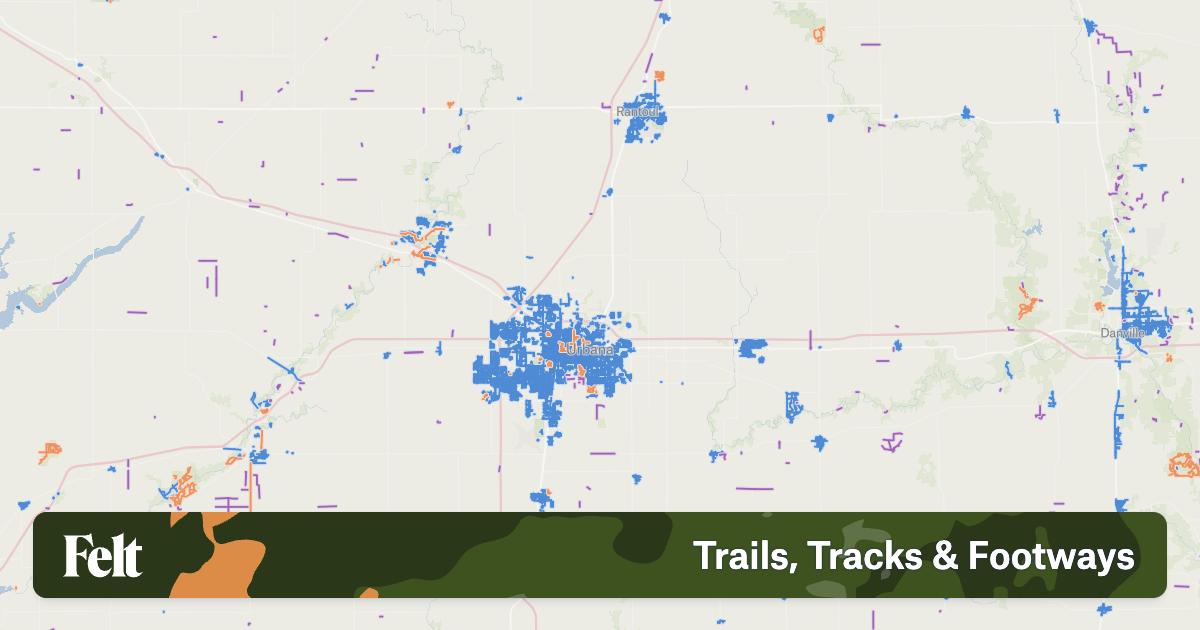 Trails, tracks & footways in Champaign County, Illinois