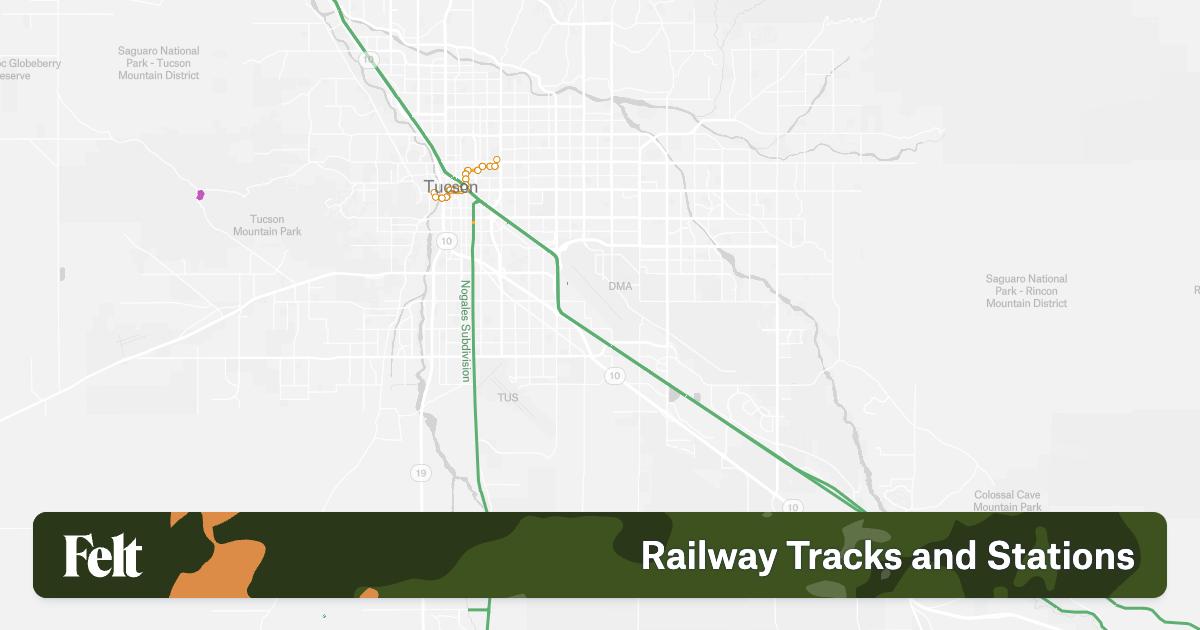 Railway Tracks and Stations in the city of Tucson, Arizona