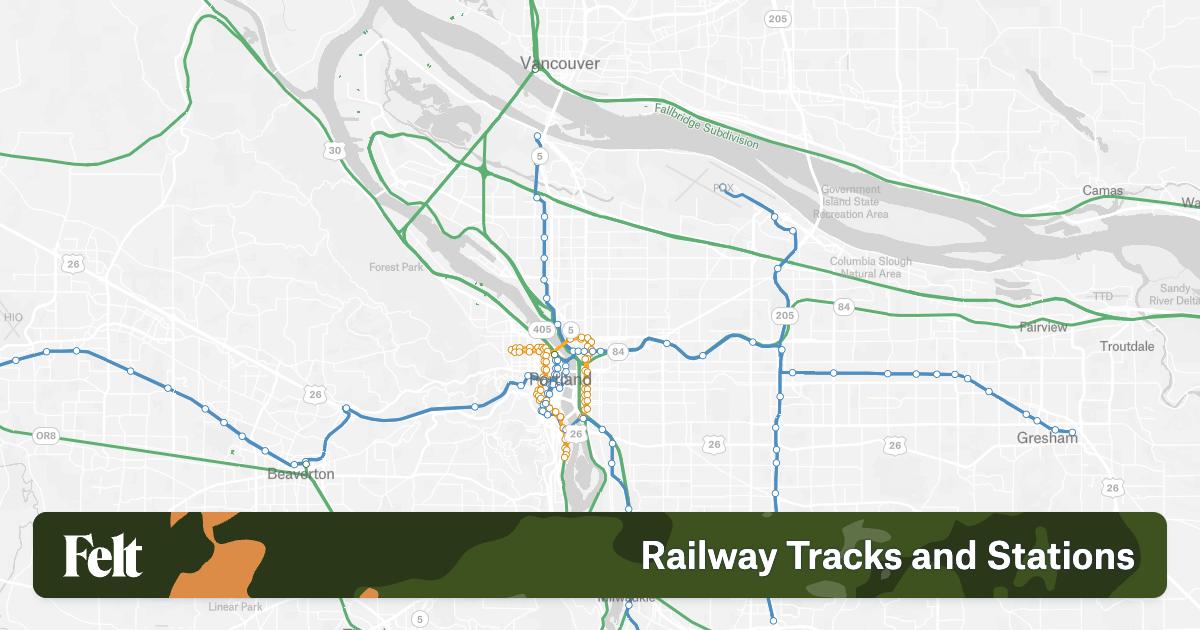 Railway Tracks and Stations in the city of Portland, Oregon