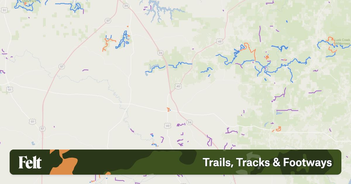 Trails, tracks & footways in Johnson County, Illinois