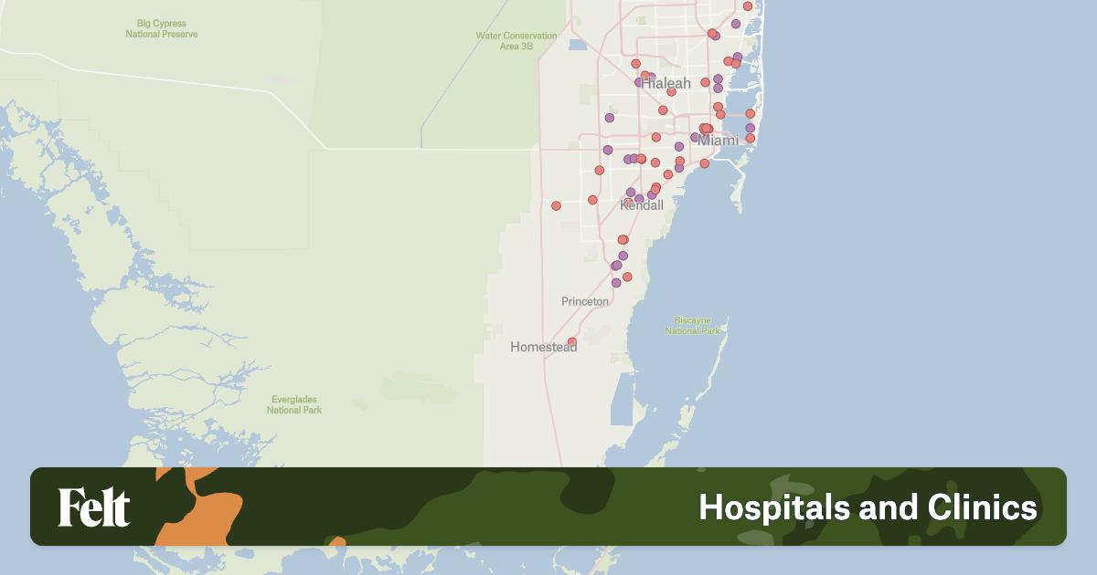 Mapa De Hospitales De Miami Dade