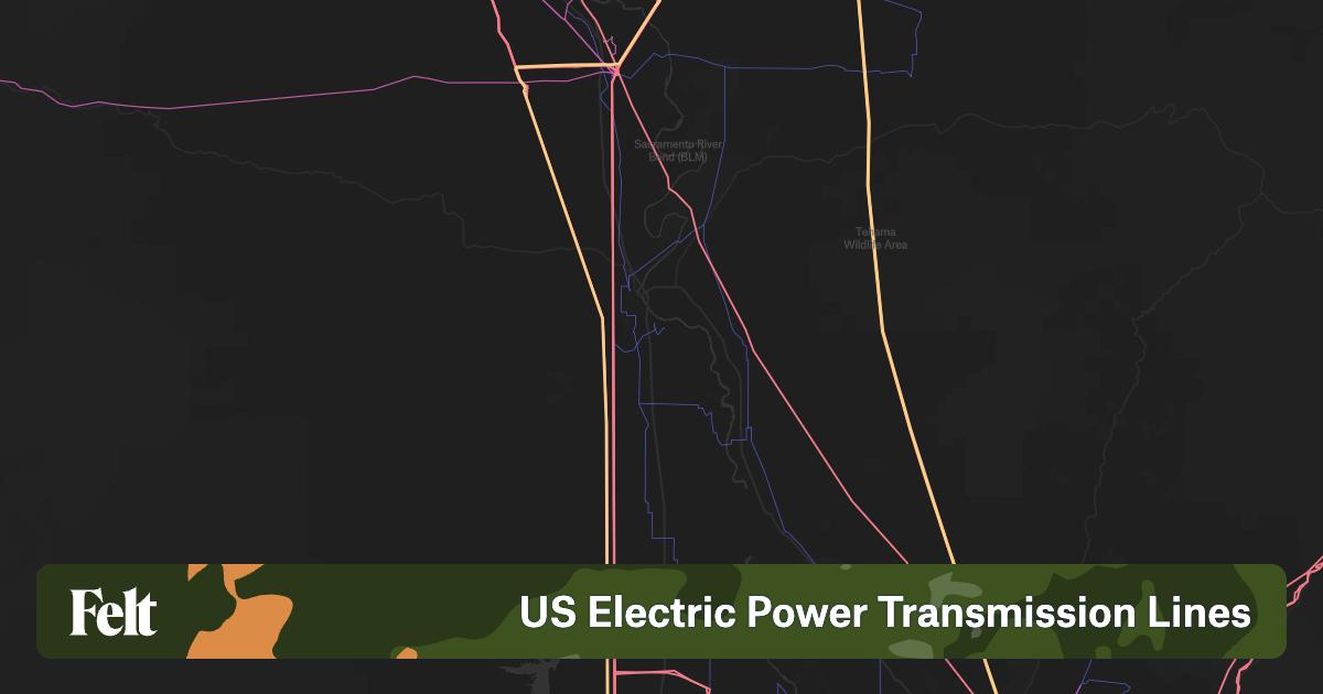 US Electric Power Transmission Lines in Tehama County, California