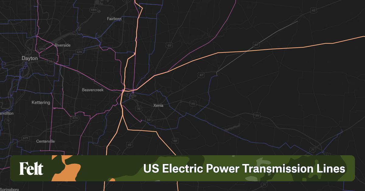 US Electric Power Transmission Lines in Greene County, Ohio