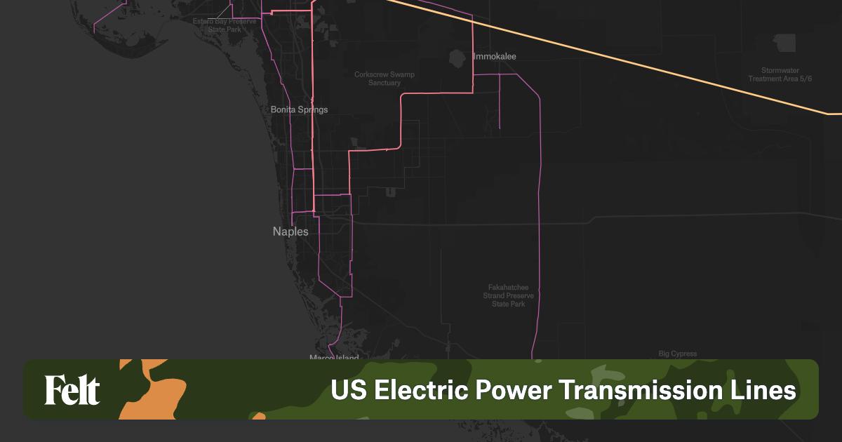 US Electric Power Transmission Lines in Collier County, Florida