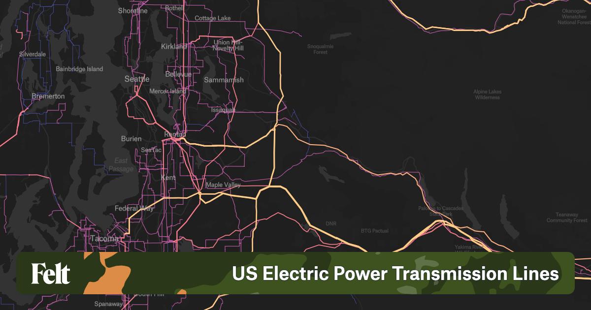 US Electric Power Transmission Lines in King County, Washington