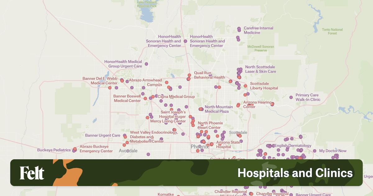 Hospitals and clinics in the city of Phoenix, Arizona