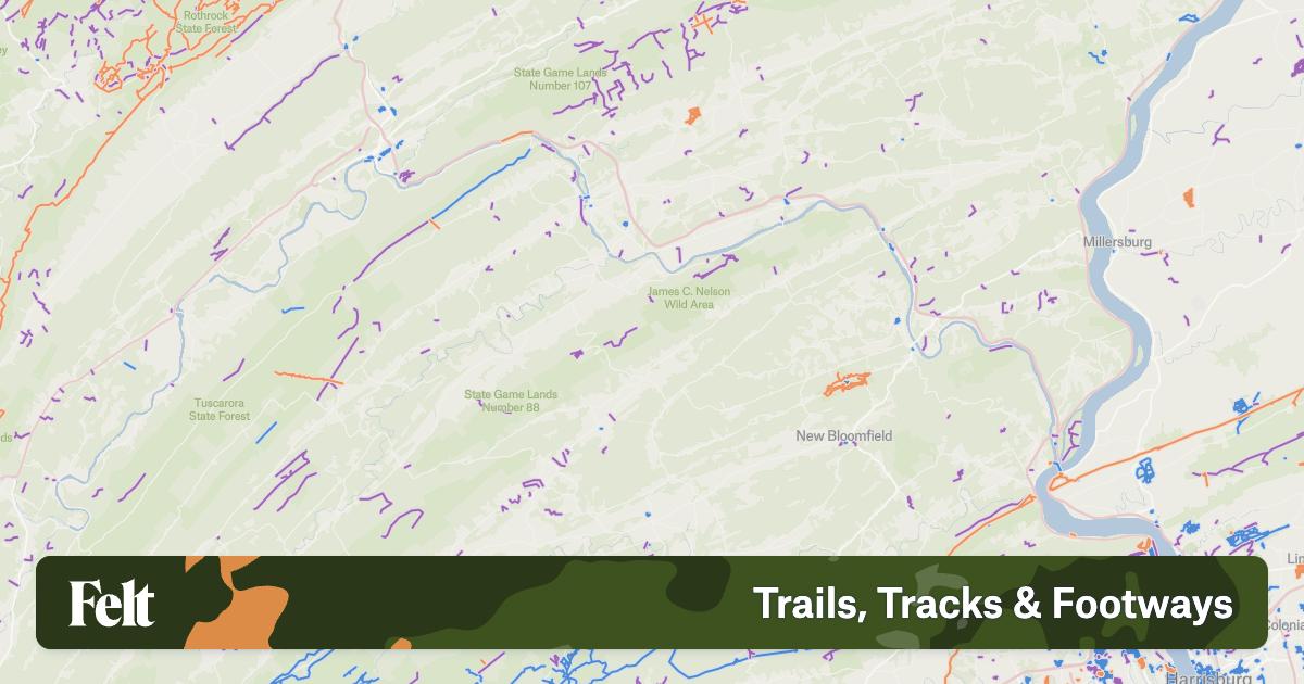 Trails, tracks & footways in Juniata County, Pennsylvania