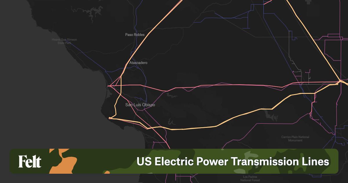 US Electric Power Transmission Lines in San Luis Obispo County, California
