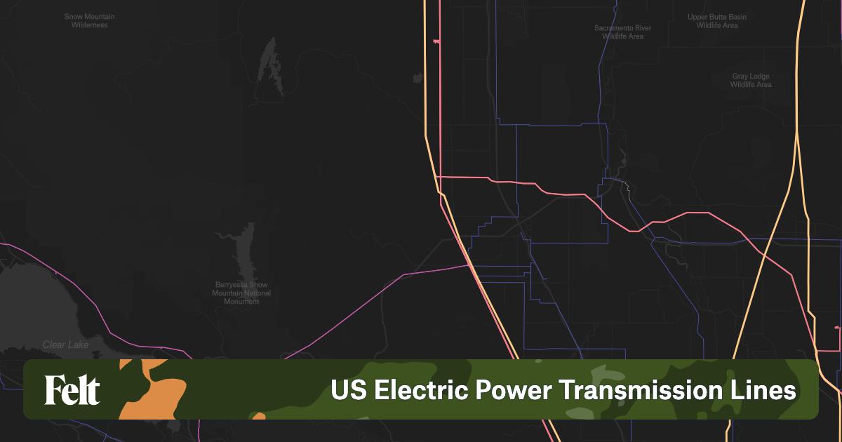 US Electric Power Transmission Lines in Colusa County, California