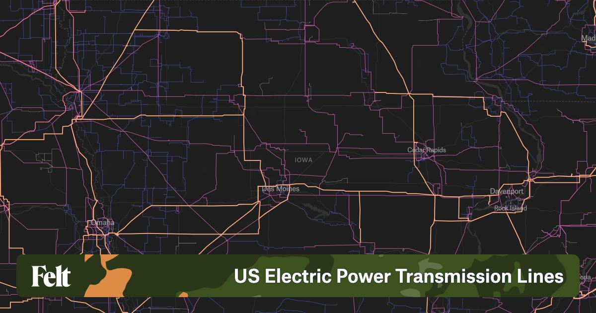 US Electric Power Transmission Lines in Iowa