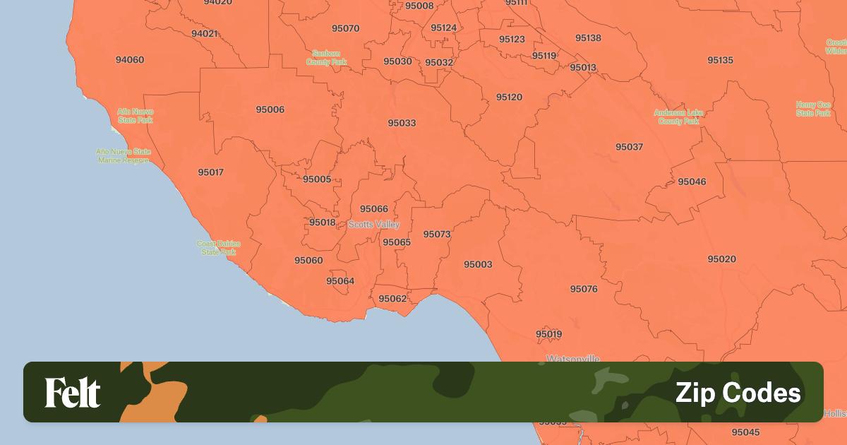ZIP Codes in Santa Cruz County, California