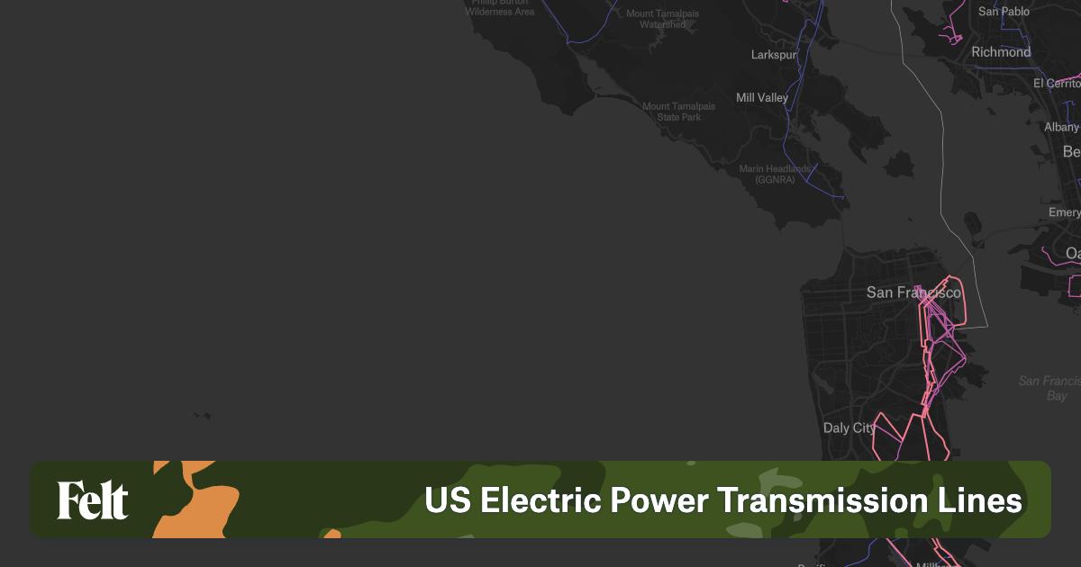 US Electric Power Transmission Lines in San Francisco County, California