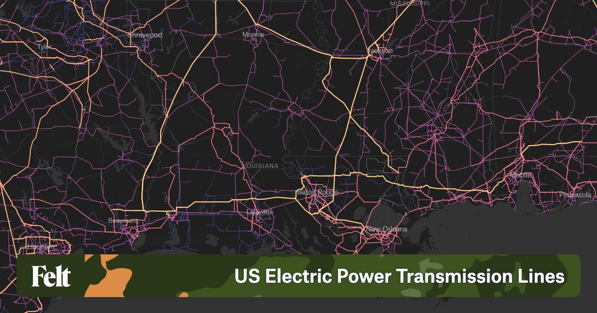 US Electric Power Transmission Lines in Louisiana
