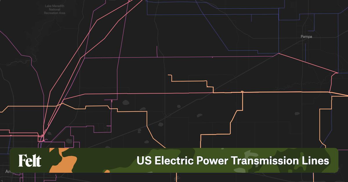 US Electric Power Transmission Lines in Carson County, Texas