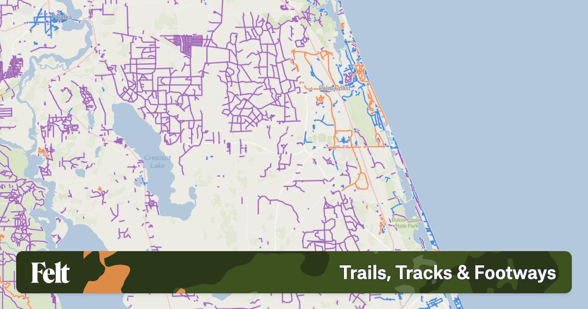 Trails, tracks & footways in Flagler County, Florida