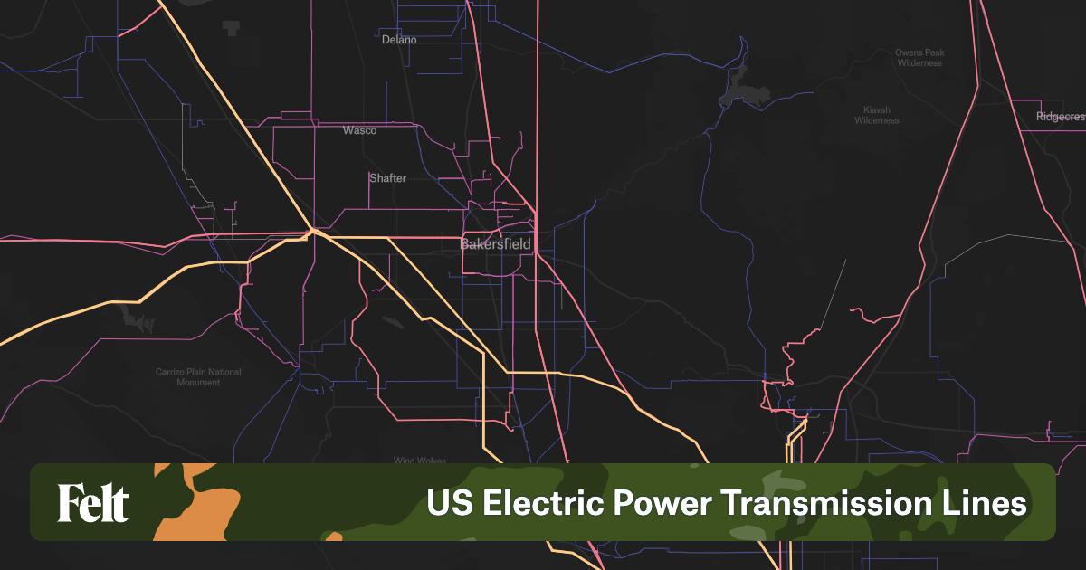 US Electric Power Transmission Lines in Kern County, California