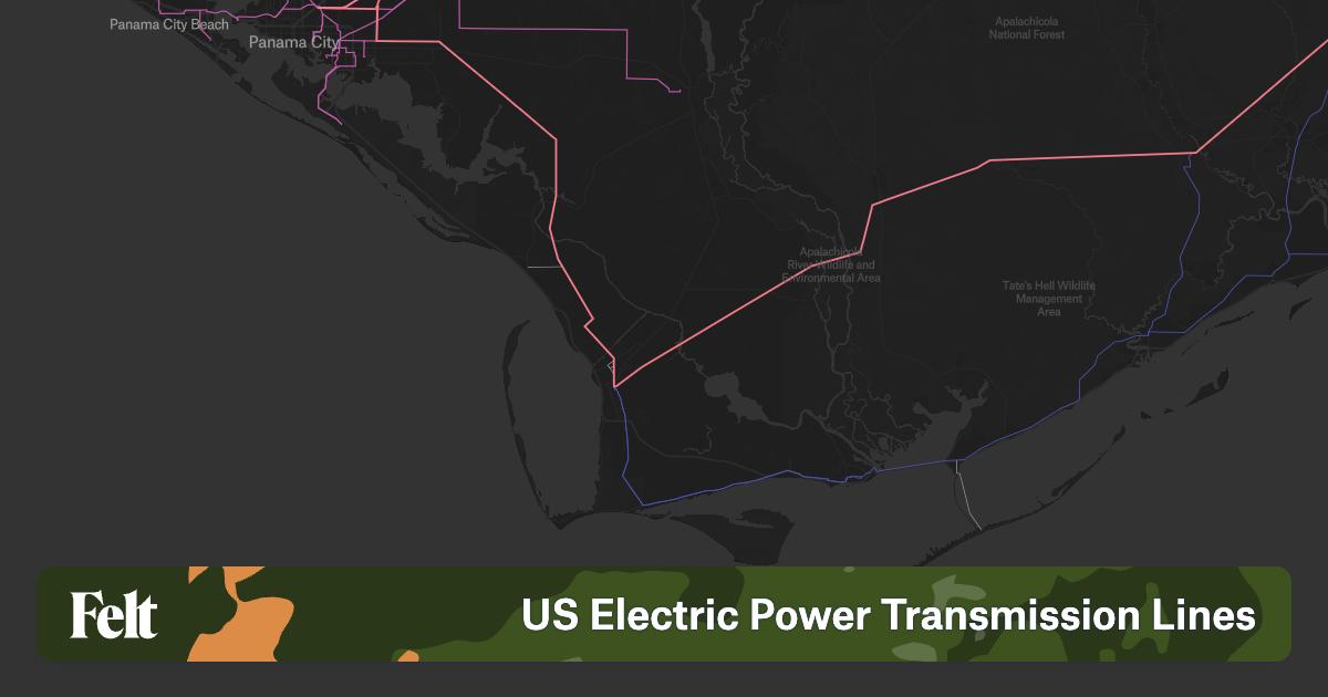 US Electric Power Transmission Lines in Gulf County, Florida