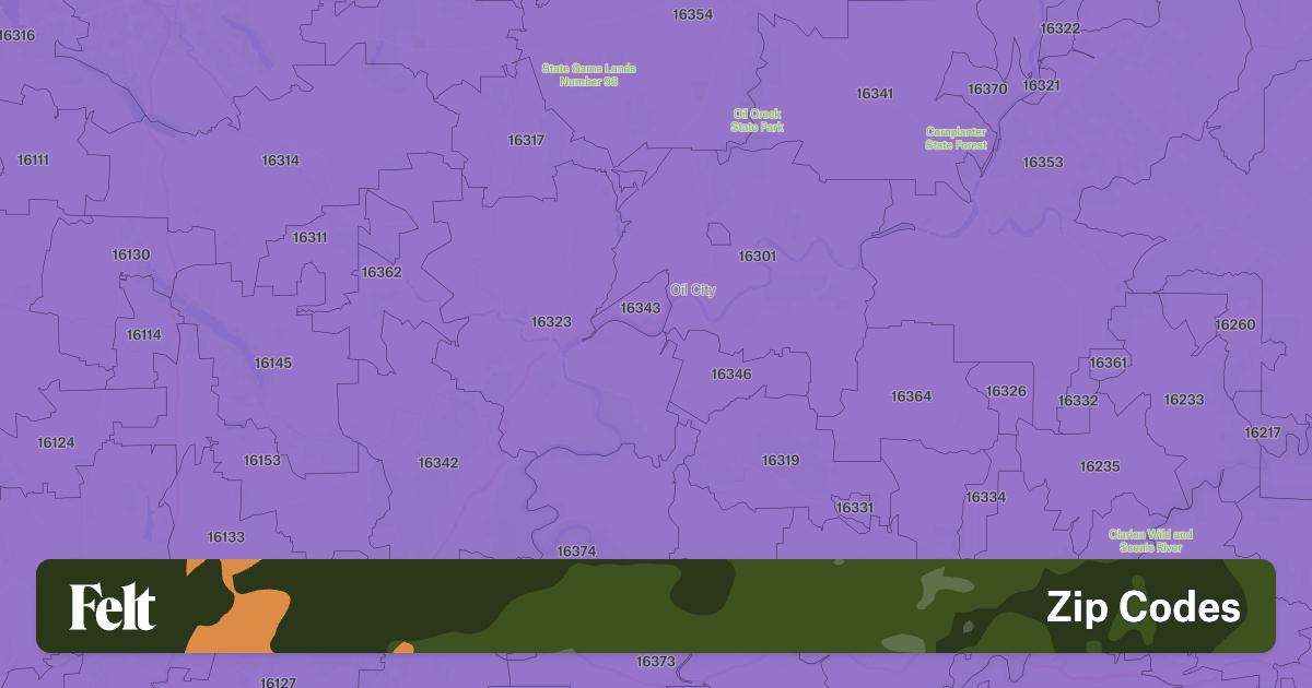 ZIP Codes in Venango County, Pennsylvania