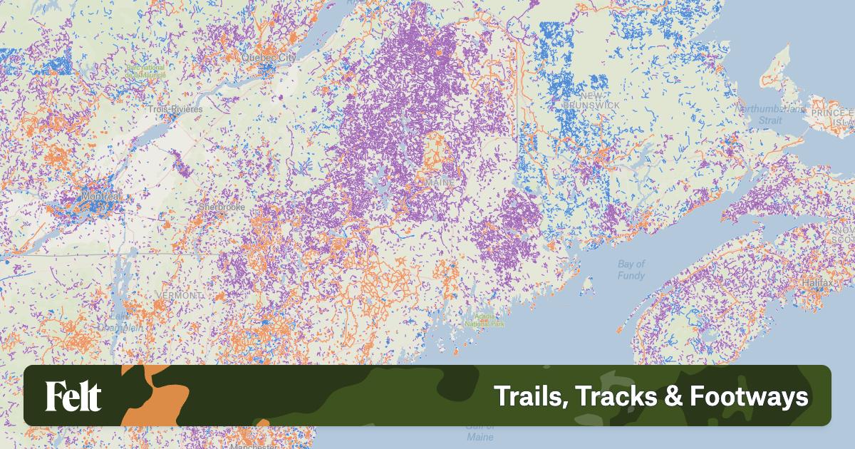 Trails, tracks & footways in Maine