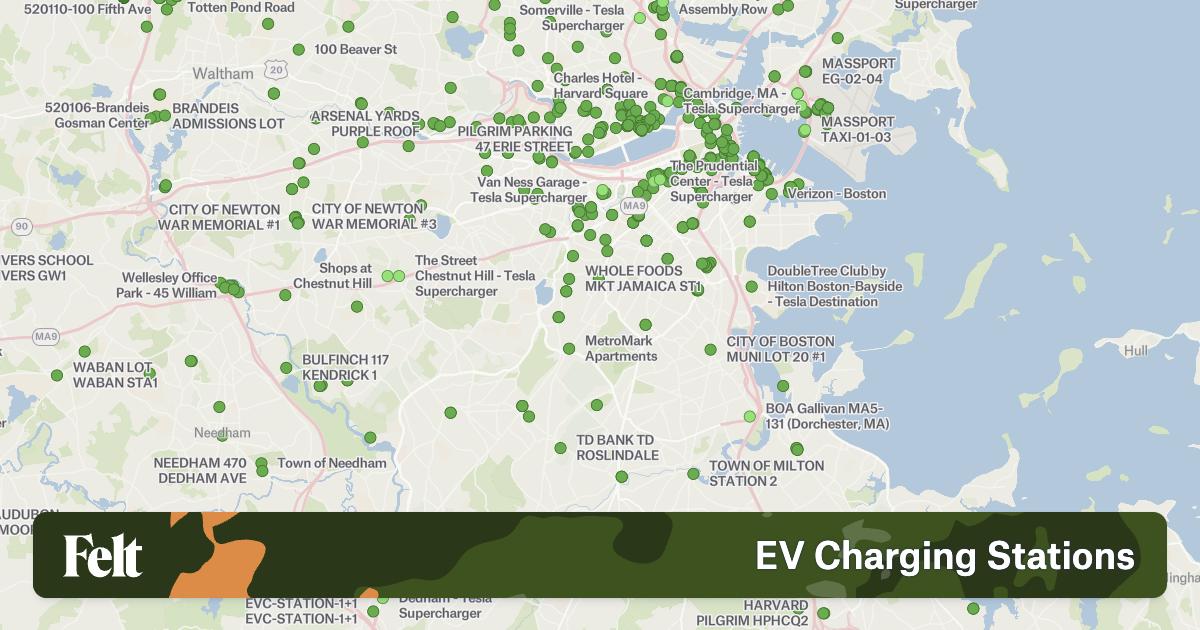 Electric Vehicle Charging Stations in the city of Boston, Massachusetts