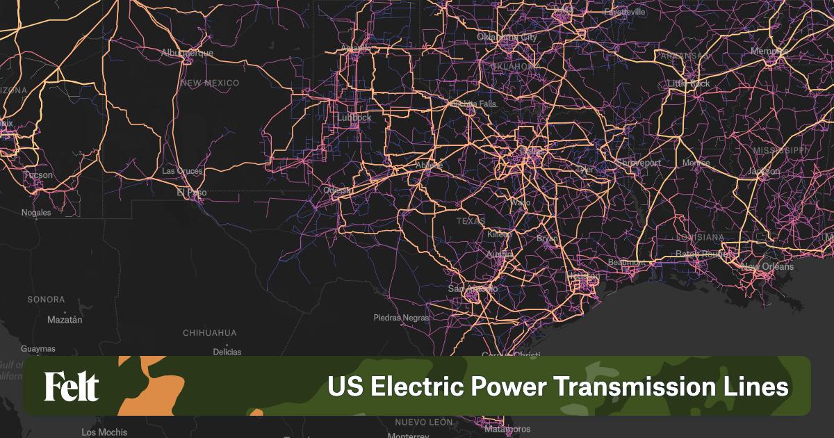 US Electric Power Transmission Lines in Texas