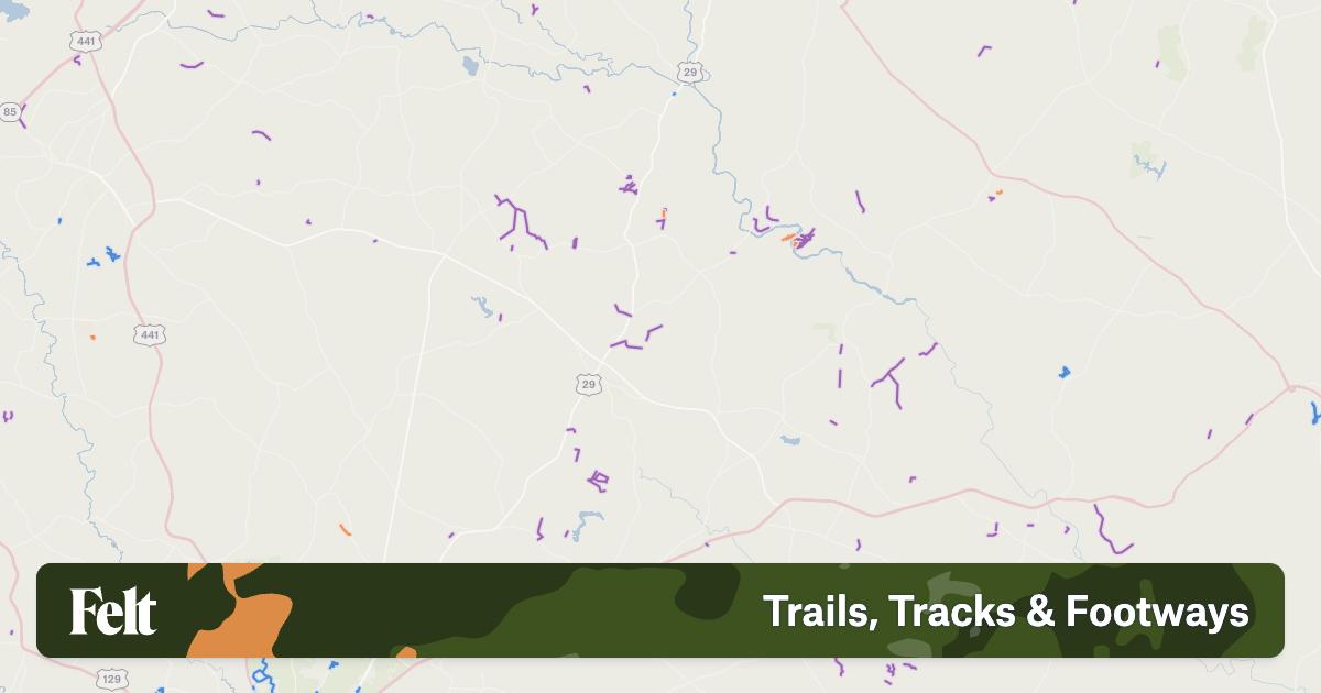 Trails, tracks & footways in Madison County, Georgia