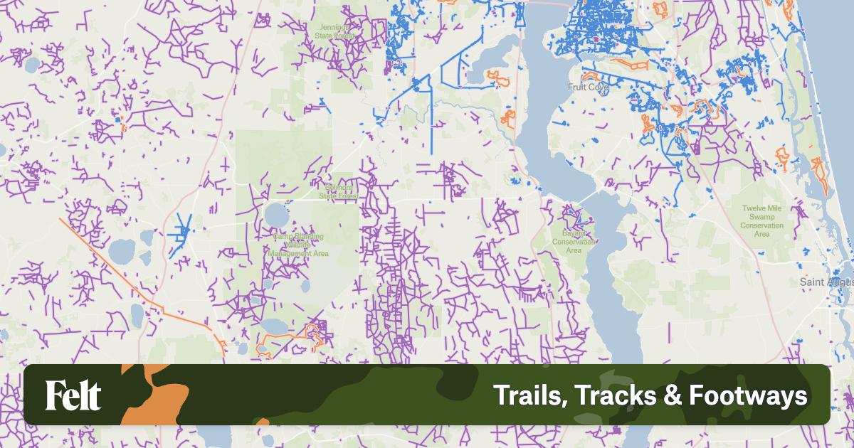 Trails, tracks & footways in Clay County, Florida